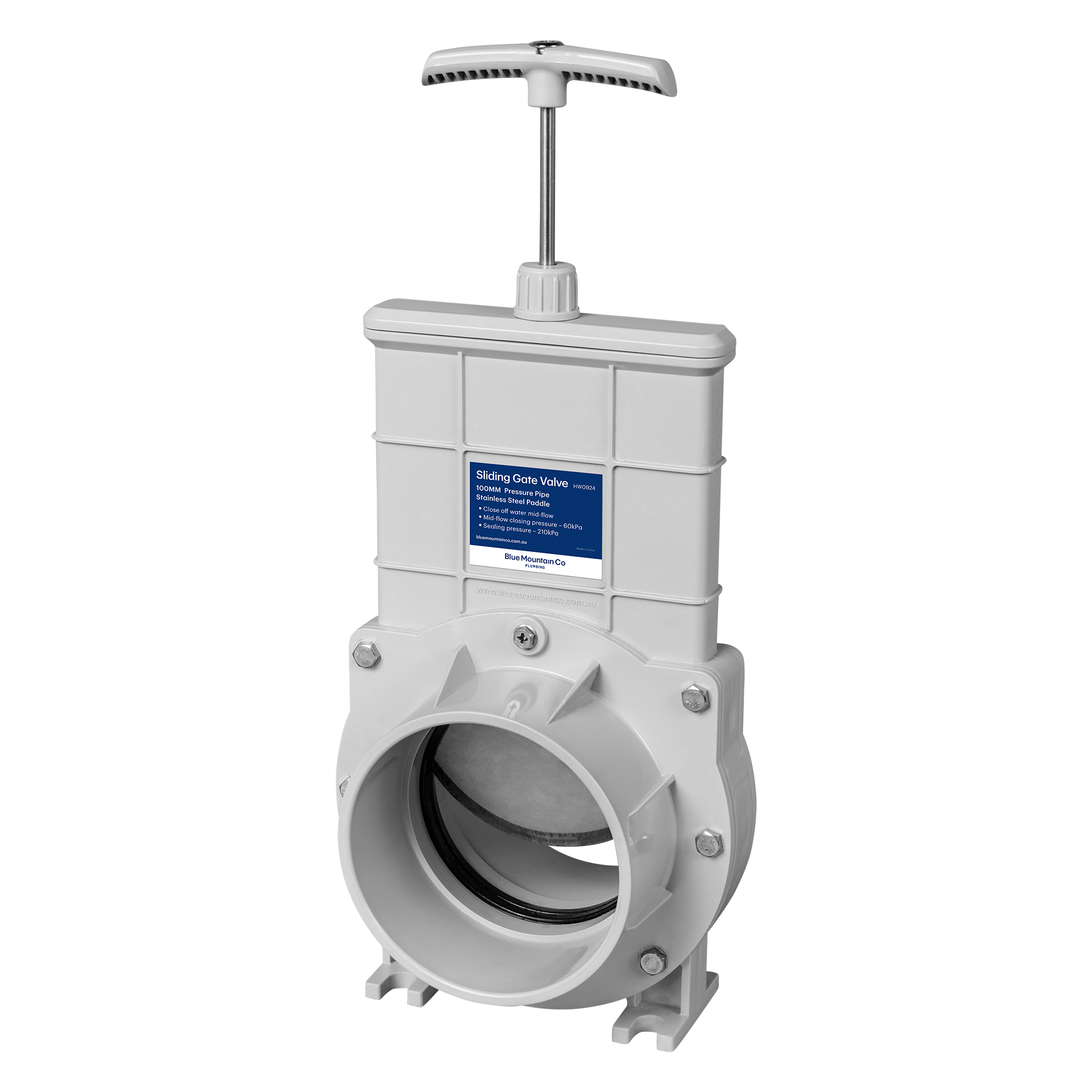 100mm Sliding Gate Valve Pressure (Stainless Steel Paddle) – Blue ...